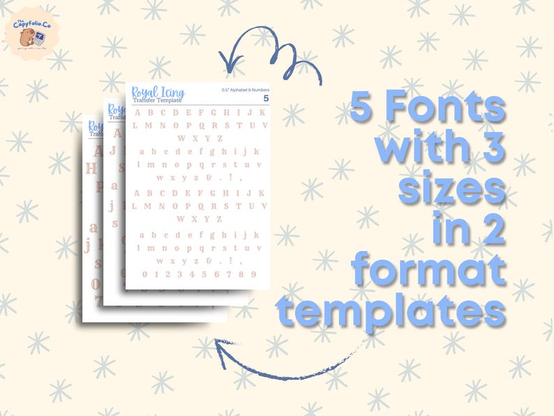 Alphabet Royal Icing Transfer Sheet, Royal Icing Template Royal Icing ...