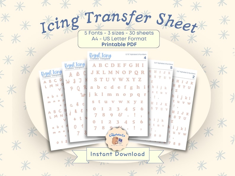 Alphabet Royal Icing Transfer Sheet, Royal Icing Template Royal Icing ...