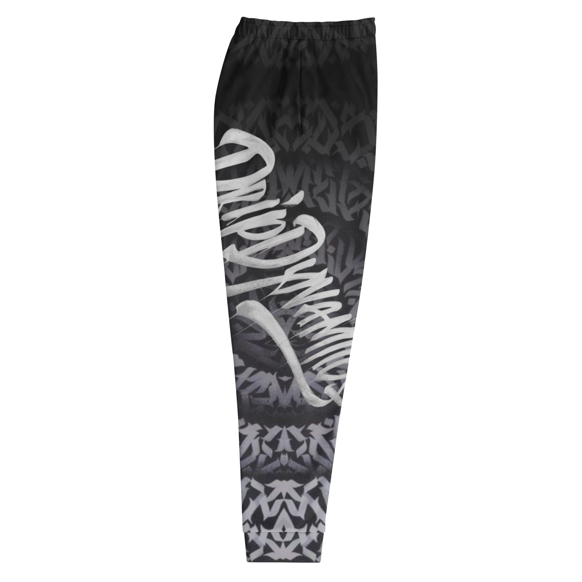Men's Urban Graffiti Joggers Stylish Black & Gray All-over Print ...