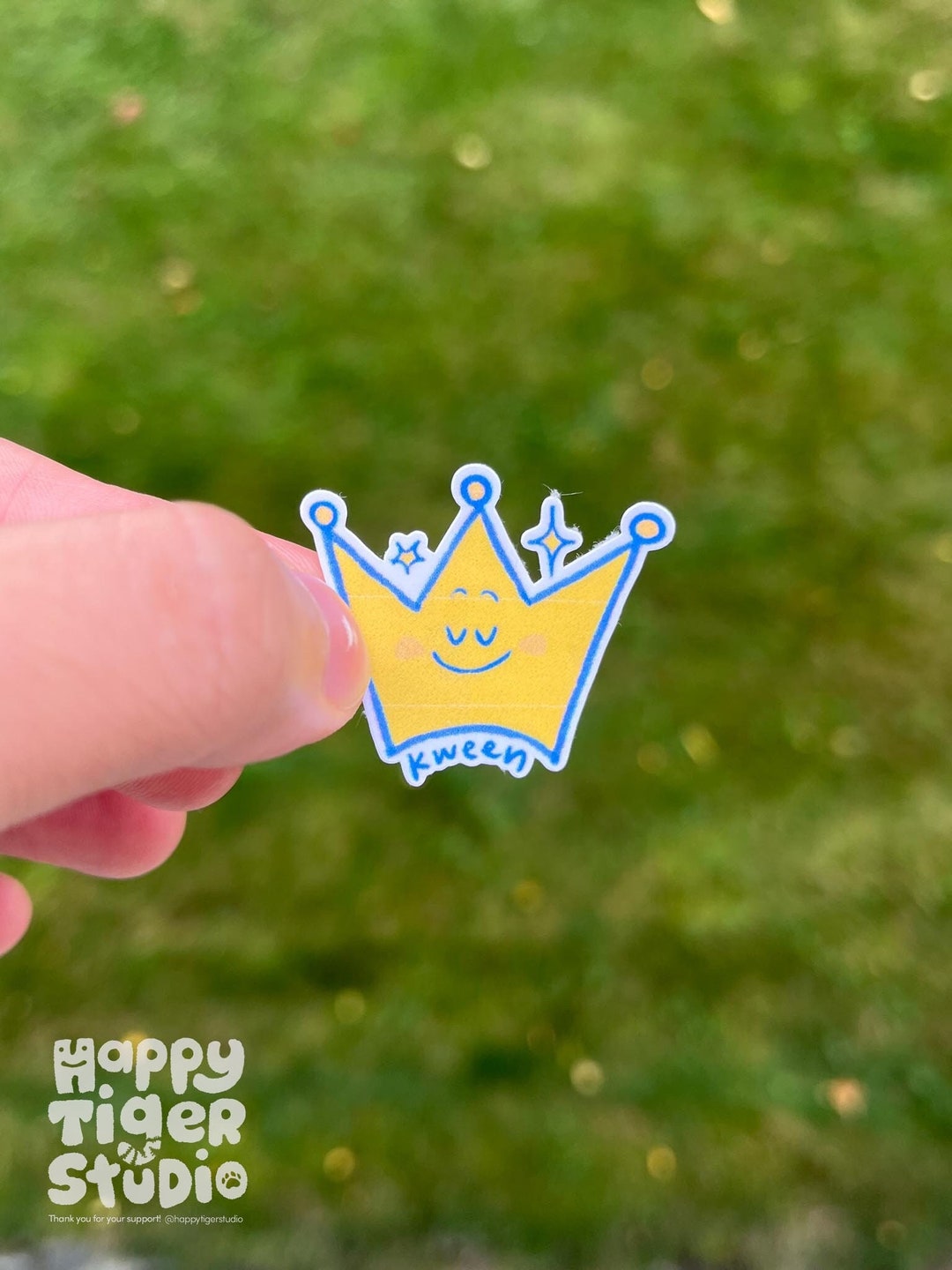 Smiling Crown 'kween' Sticker; Hand-drawn Vinyl Sticker for Laptops ...