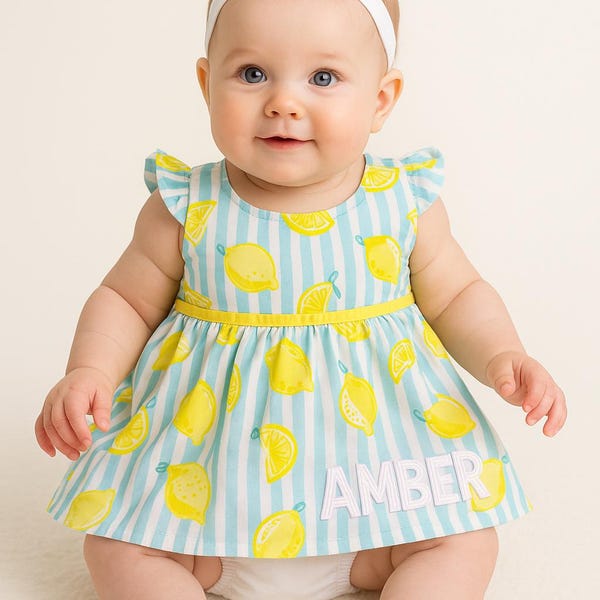 Blue Dress With Lemon Print - Etsy