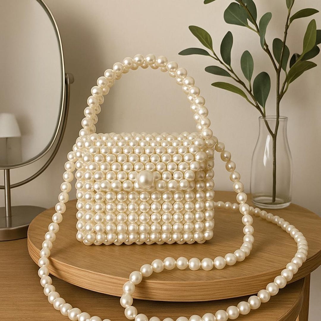 Pearl Beaded Crossbody Purse: Handmade Mini Evening Clutch - Etsy