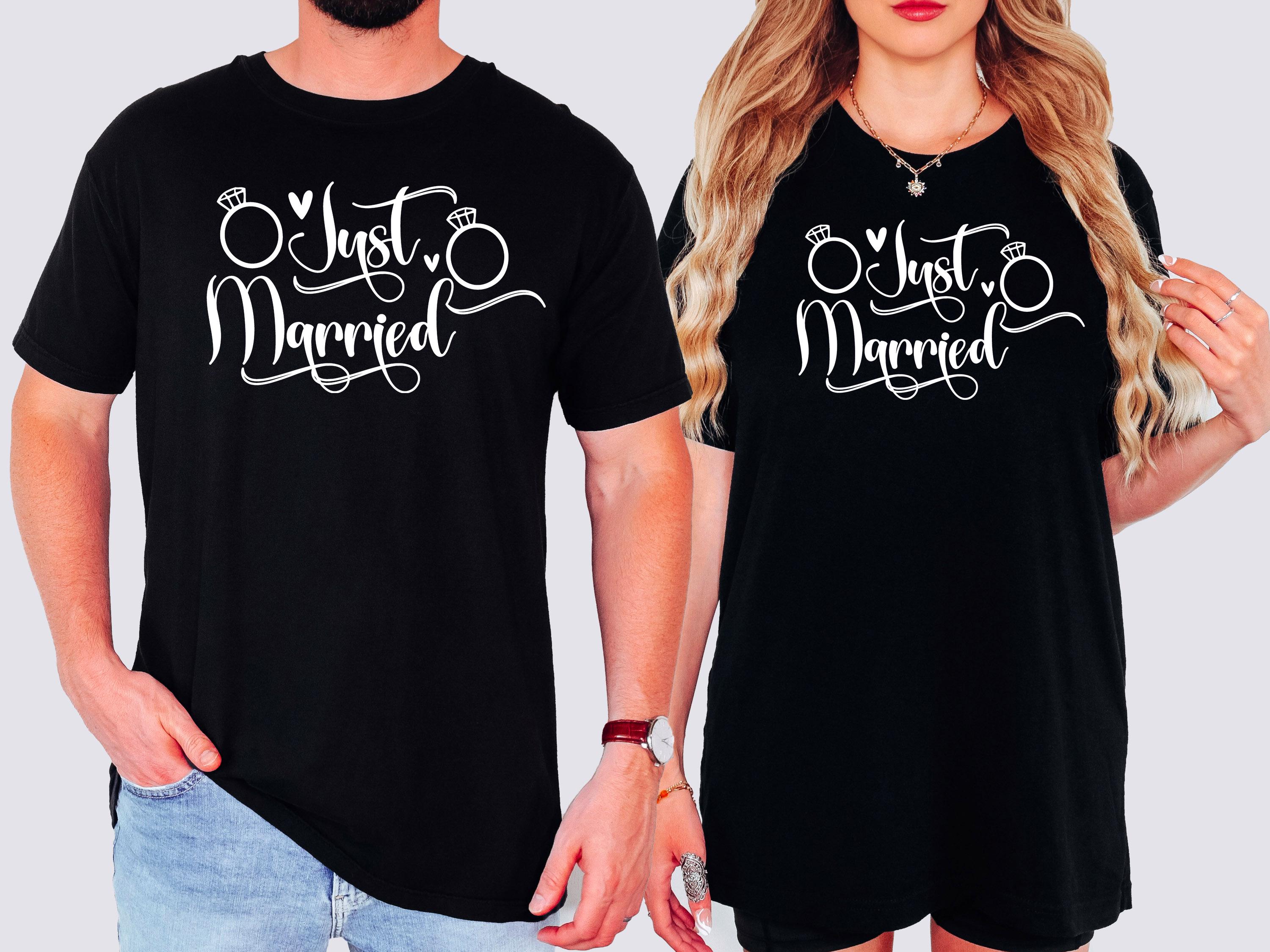 Just Married T-shirt,husband and Wife Couples Honeymoon T-shirt,finally ...