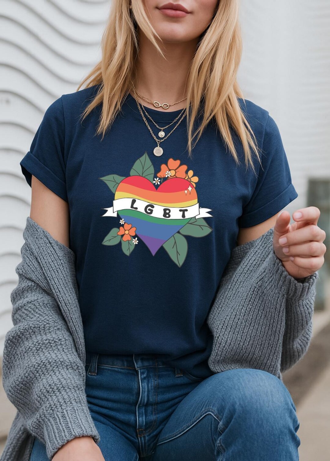 LGBT Floral Heart Shirt, Rainbow LGBTQ Love Tee, Botanical Pride T ...