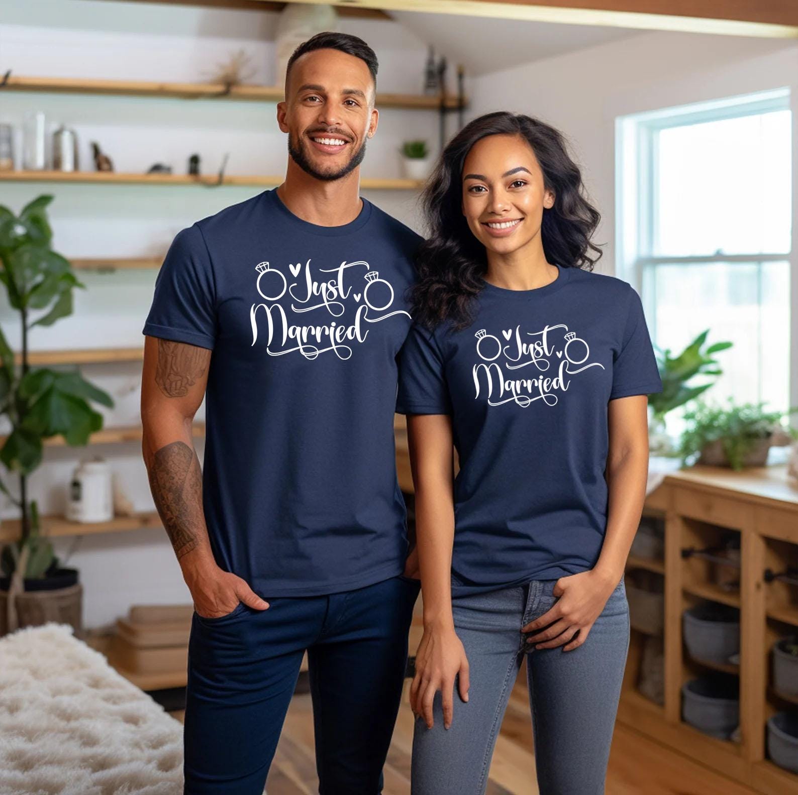 Just Married T-shirt,husband and Wife Couples Honeymoon T-shirt,finally ...