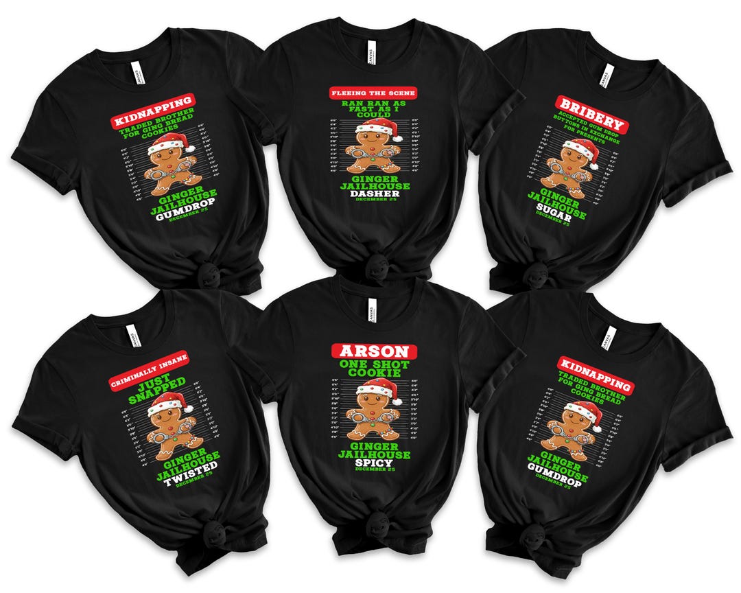 Funny Gingerbread Mugshot Shirt | Ginger Jailhouse Christmas Tee ...