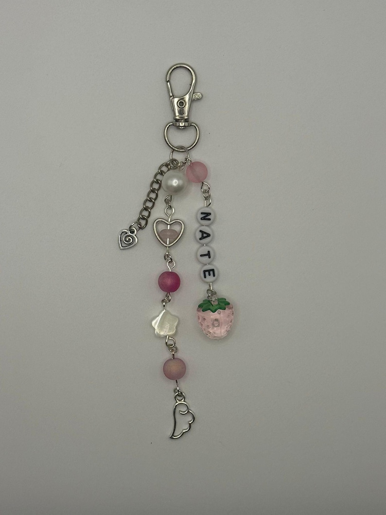 Handmade Beaded Keychain With Charms– Eight Different Colors Available ...