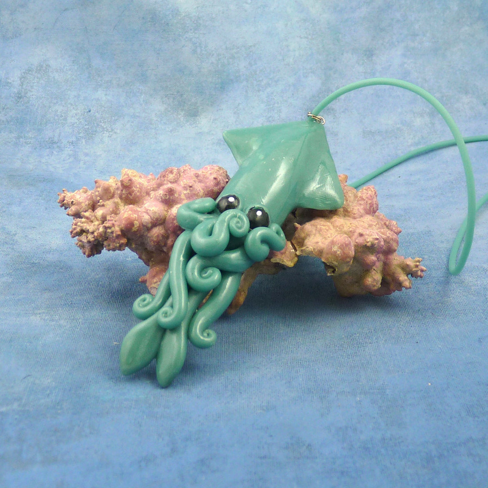 Tropical Sea Squid Necklace Polymer Clay Cephalopod Jewelry - Etsy