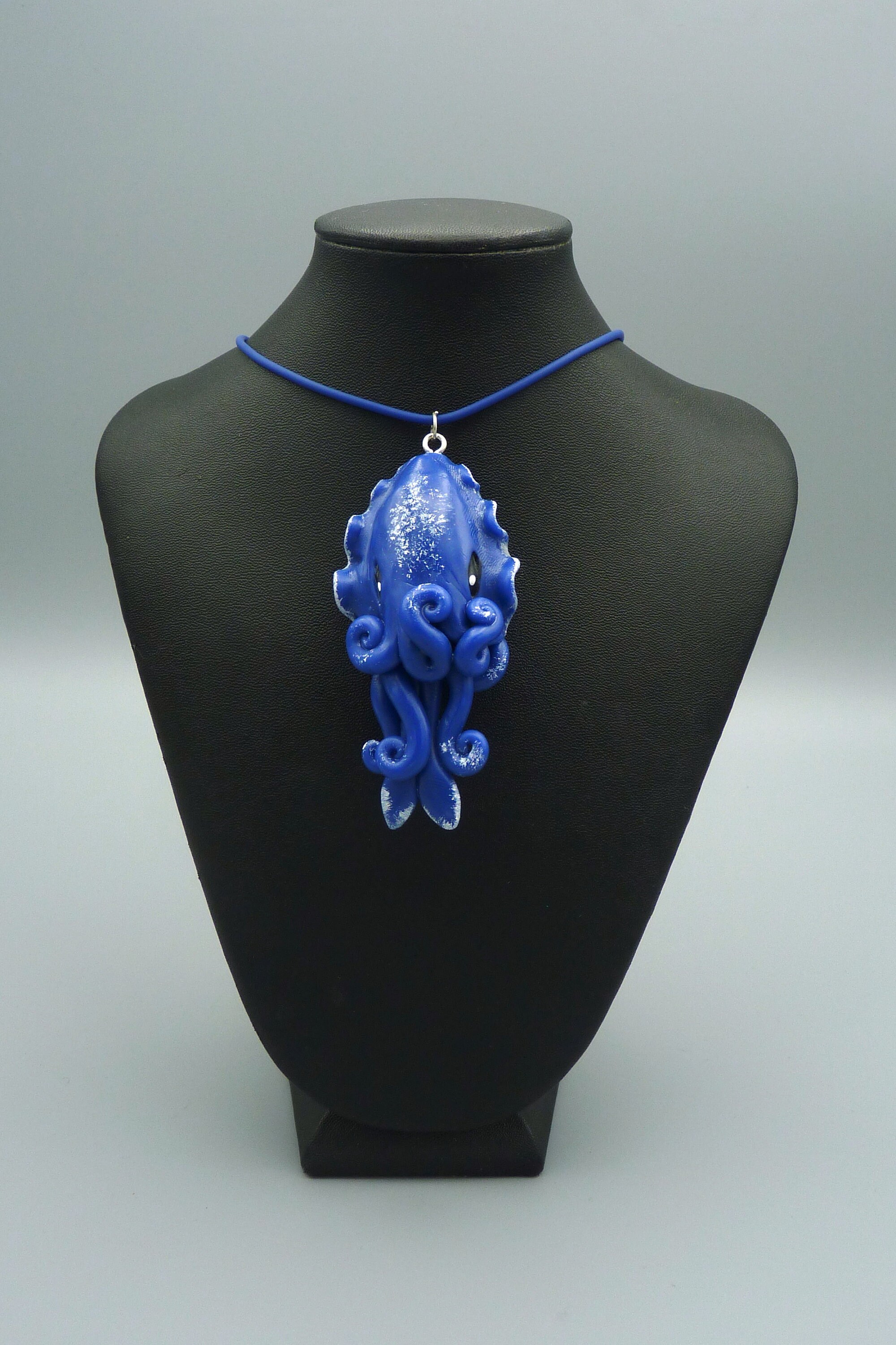 Night Sky Cuttlefish Necklace Blue Polymer Clay Jewelry - Etsy