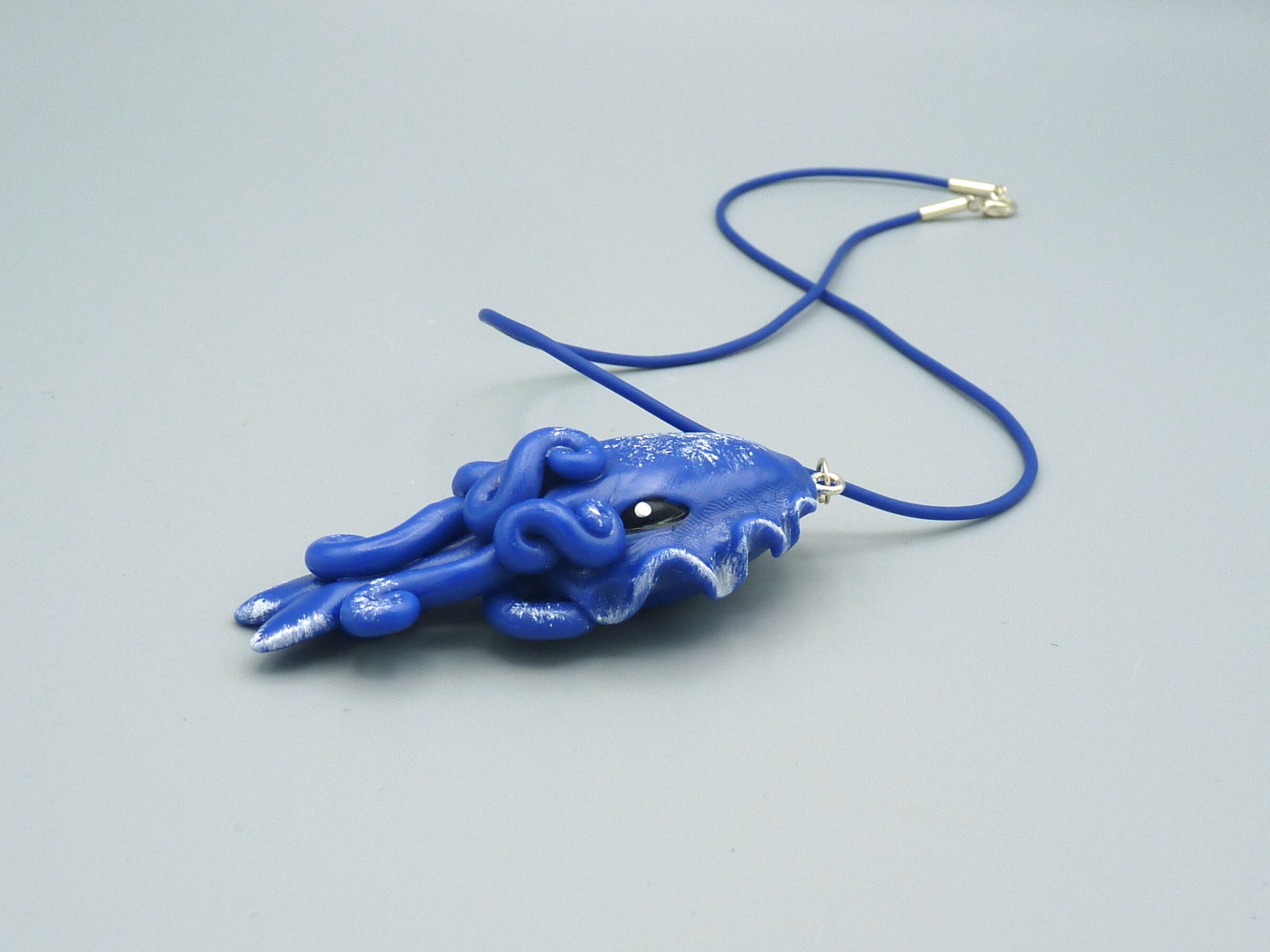 Night Sky Cuttlefish Necklace Blue Polymer Clay Jewelry - Etsy