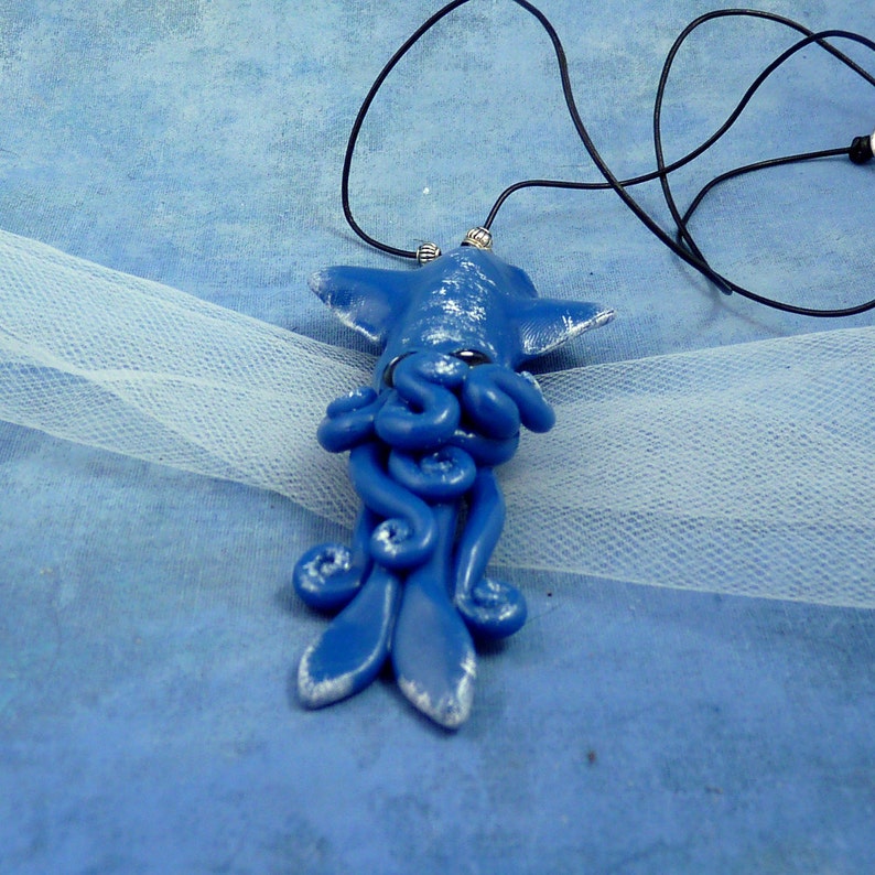 Night Sky Squid Necklace, Polymer Clay Squid Jewelry - Etsy