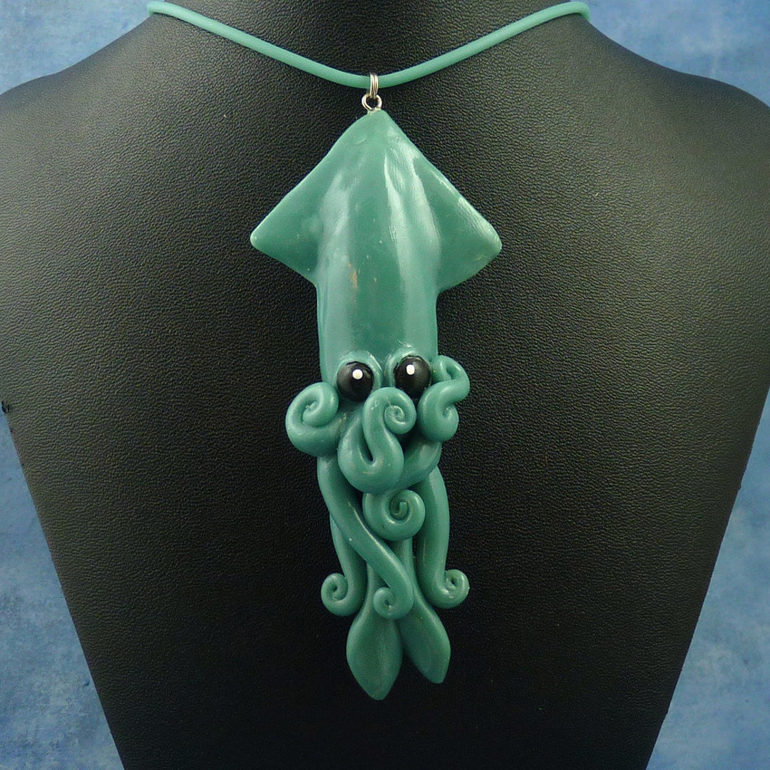 Tropical Sea Squid Necklace Polymer Clay Cephalopod Jewelry - Etsy