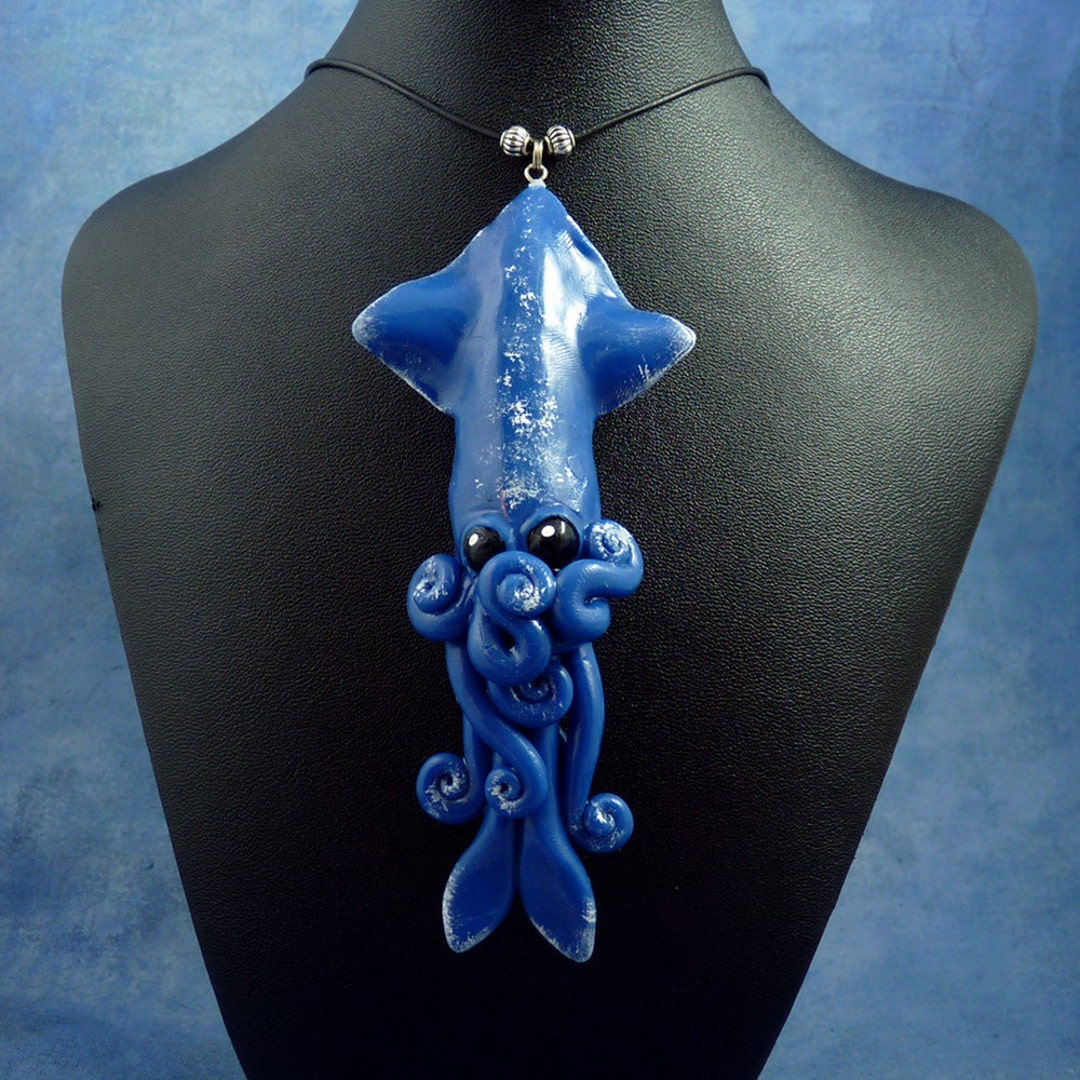 Night Sky Squid Necklace, Polymer Clay Squid Jewelry - Etsy