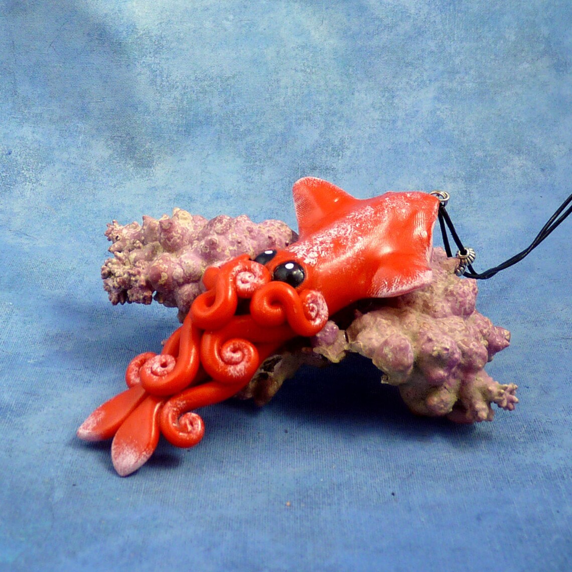 Red Squid Necklace Handmade Polymer Clay Jewelry - Etsy