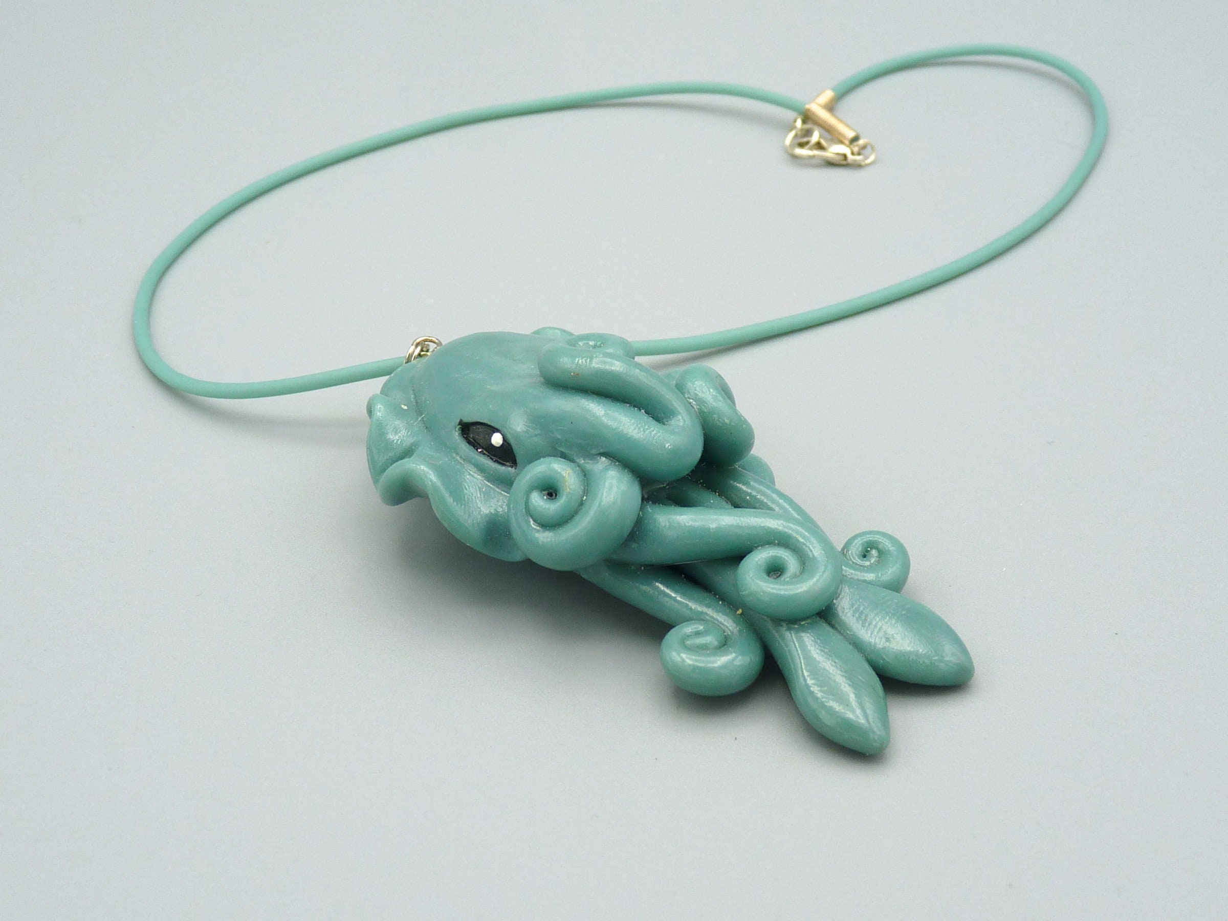 Tropical Sea Cuttlefish Necklace, Aqua Blue Handmade Polymer Clay ...