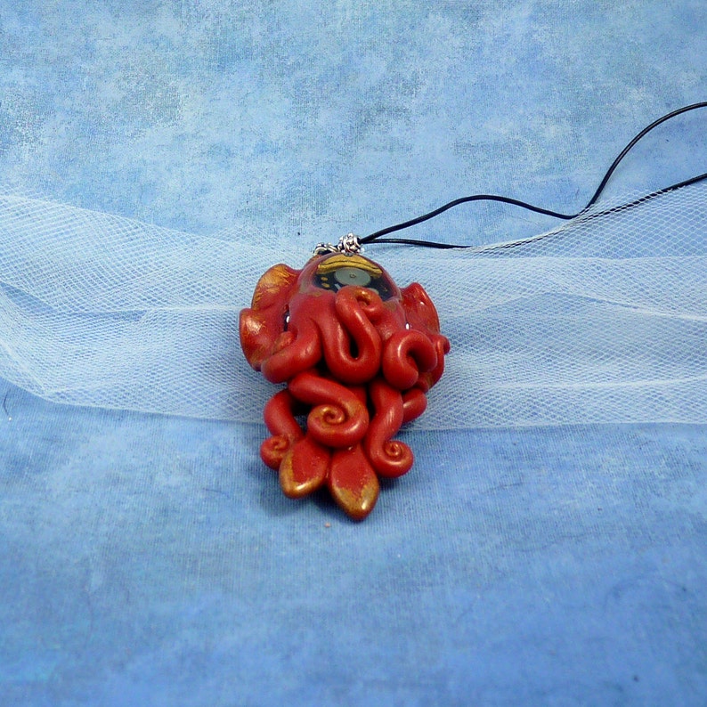 Gilded Steampunk Cuttlefish Necklace Handmade Polymer Clay | Etsy