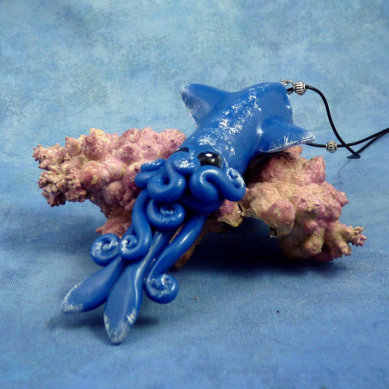 Night Sky Squid Necklace, Polymer Clay Squid Jewelry - Etsy