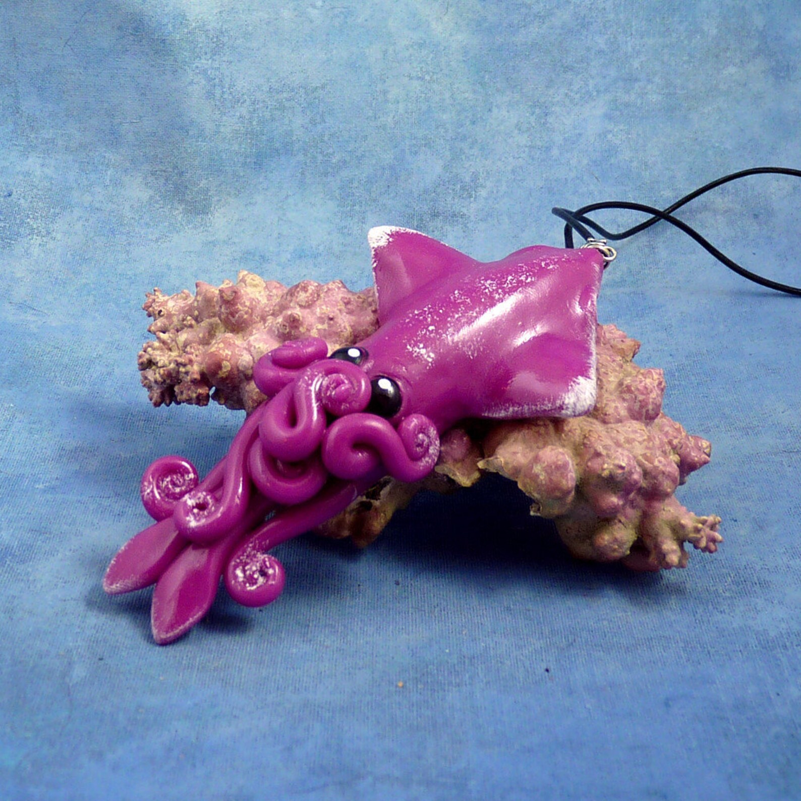 Violet Squid Necklace, Handmade Polymer Clay Jewelry - Etsy