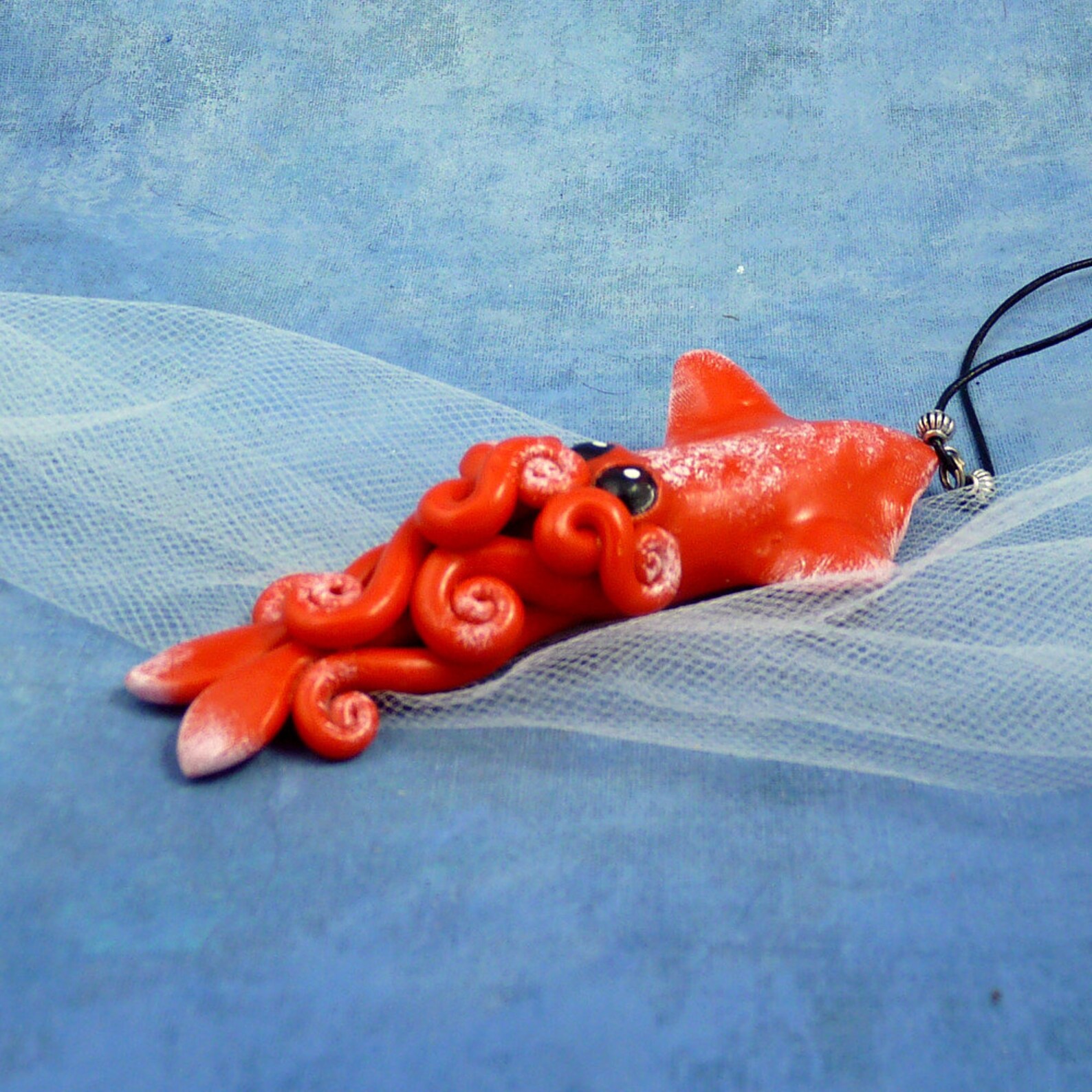 Red Squid Necklace Handmade Polymer Clay Jewelry - Etsy