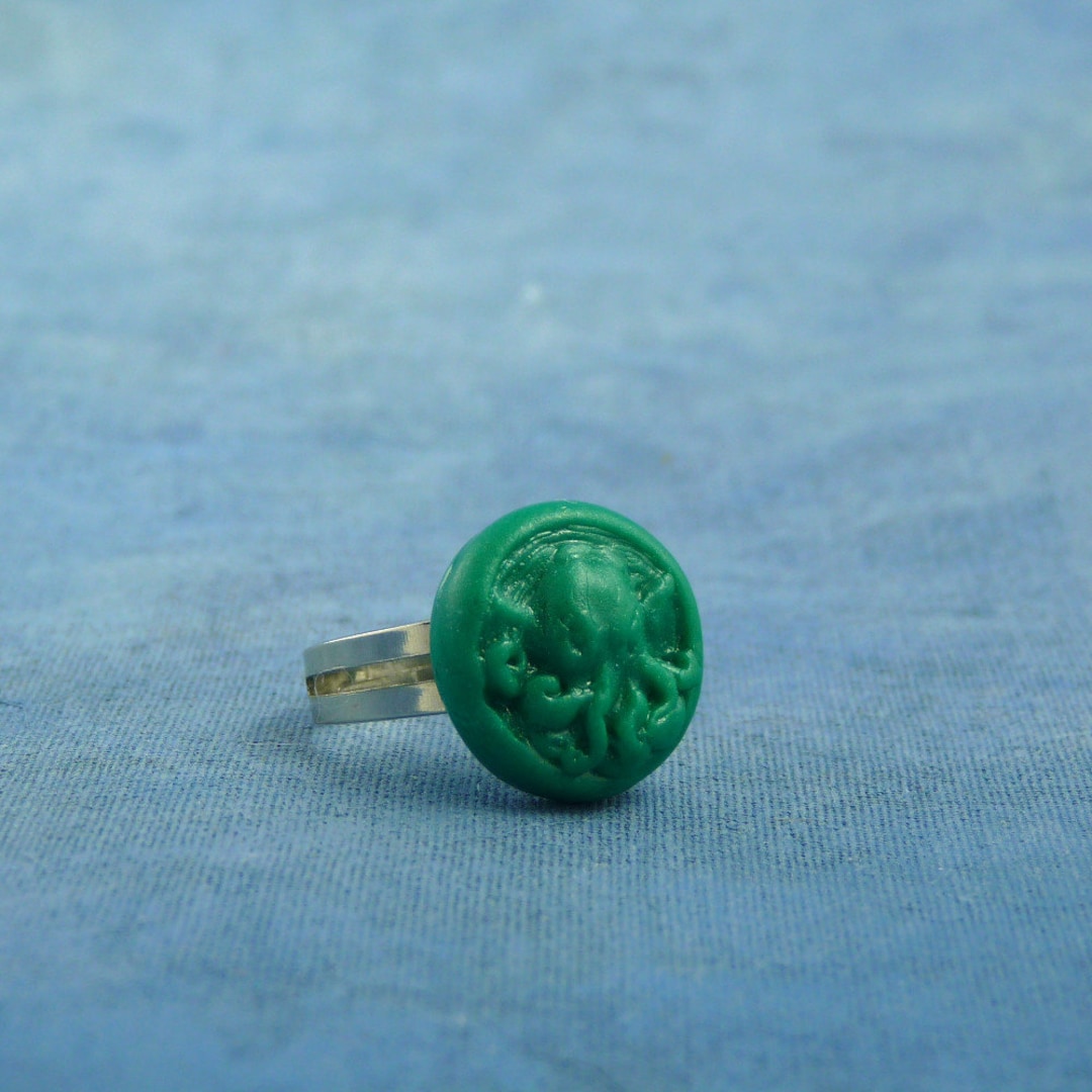 Jade Cthulhu Ring, Polymer Clay Lovecraft Jewelry - Etsy