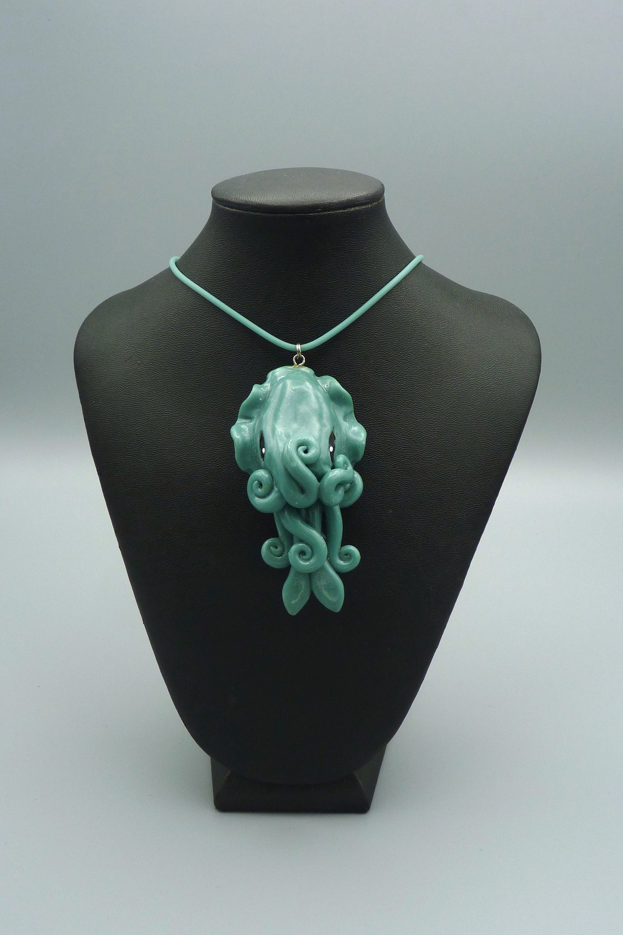 Tropical Sea Cuttlefish Necklace, Aqua Blue Handmade Polymer Clay ...