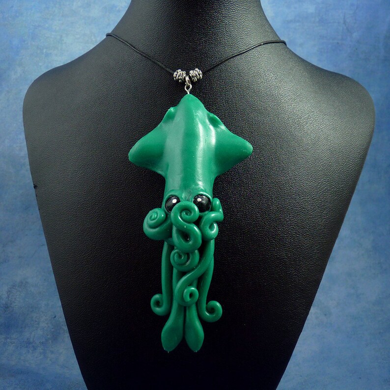 Jade Squid Necklace, Polymer Clay Squid Jewelry - Etsy