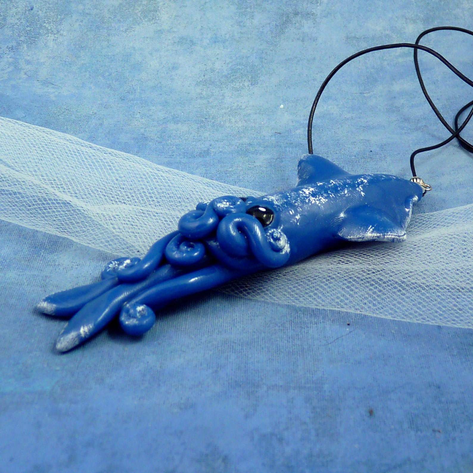 Night Sky Squid Necklace, Polymer Clay Squid Jewelry - Etsy