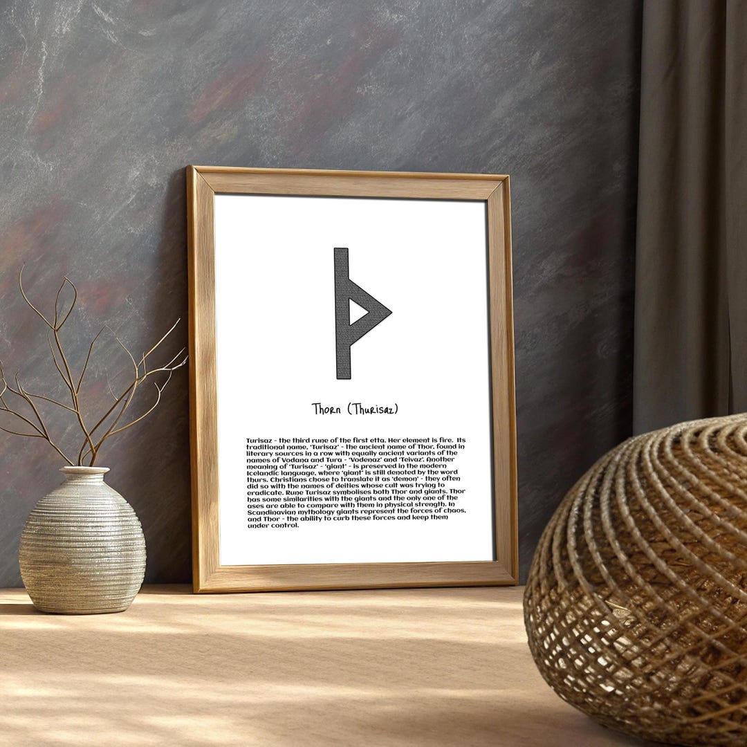 Nordic Thurisaz Rune Poster - Viking Strength Symbol for Home Decor ...