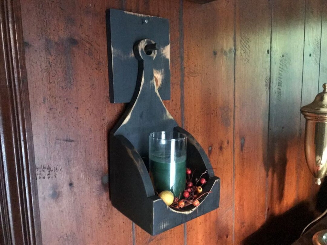 Early Colonial Primitive Candle Box Sconce W/one Peg Rack 2 Piece Set ...