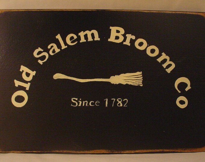 Primitive Halloween Wood Sign OLD SALEM BROOM CO - Etsy