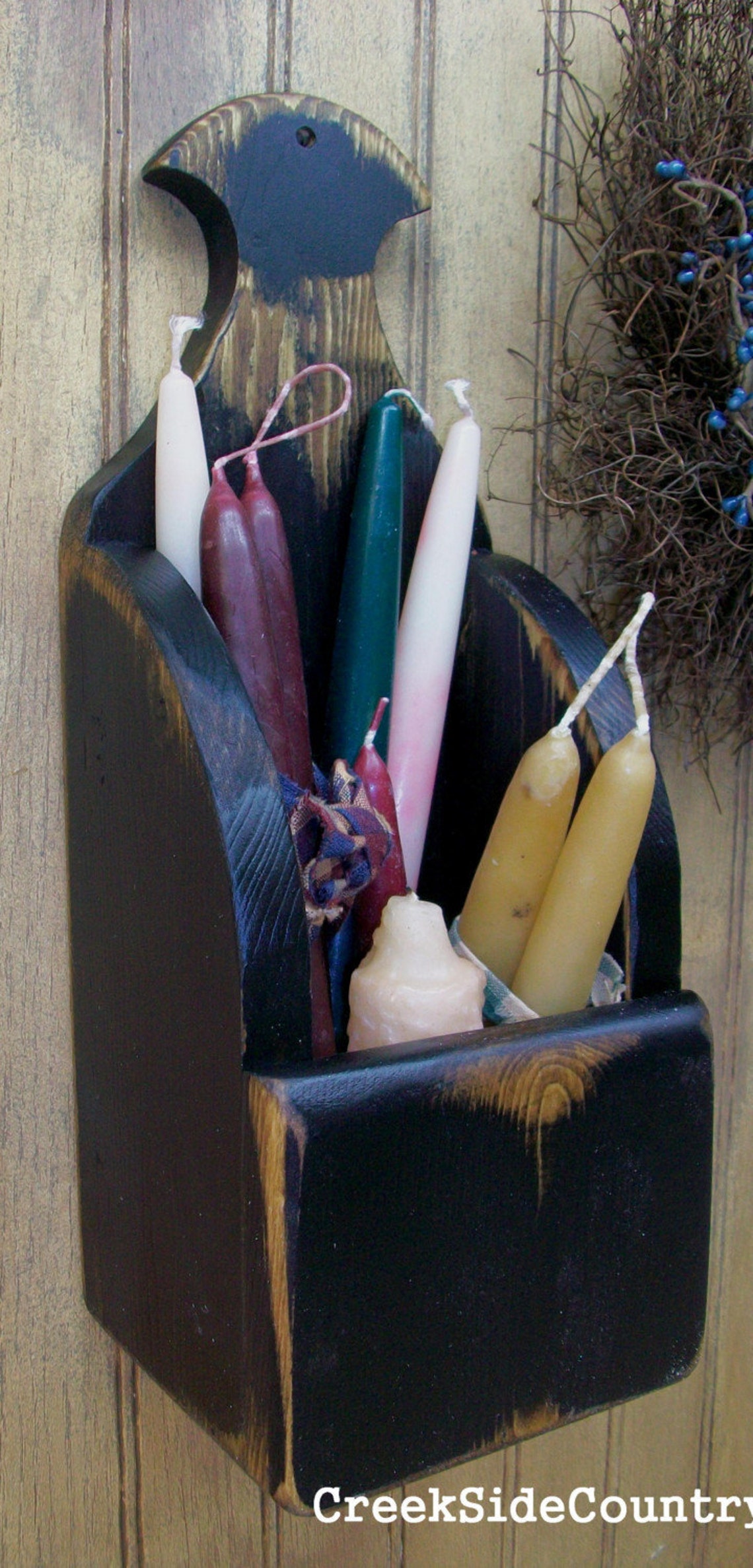 Primitive Shaker Candle Box Wall Blk - Etsy