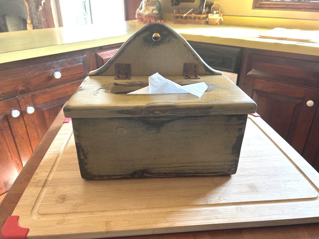 Primitive Grungy Wood Tissue Box- - Etsy