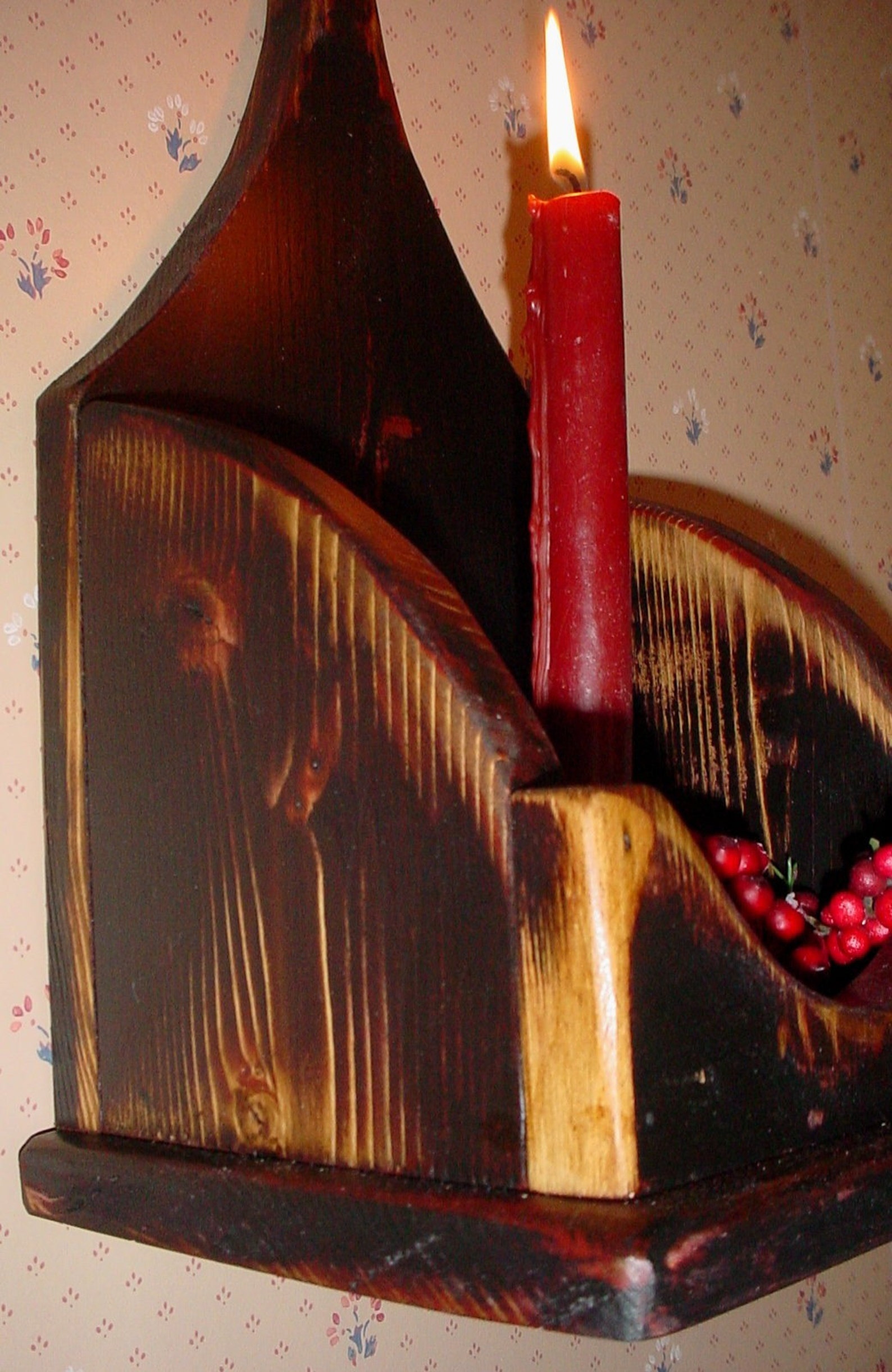 Primitive Wood Candle Box Sconce Flower Box - - Etsy
