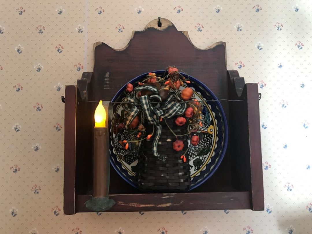 Colonial Bowl Plate Rack Keep - Primitive Rustic Wood or Early American ...