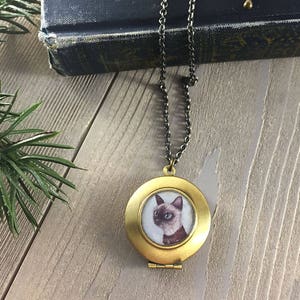 Cat Locket - Theo the Siamese Cat Painting, Cat Jewelry Necklace ...