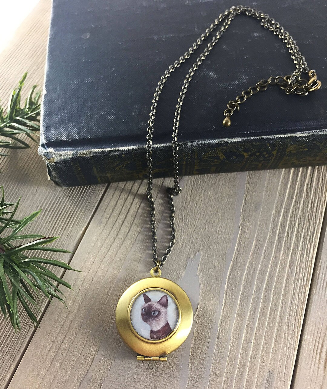 Cat Locket - Theo the Siamese Cat Painting, Cat Jewelry Necklace ...