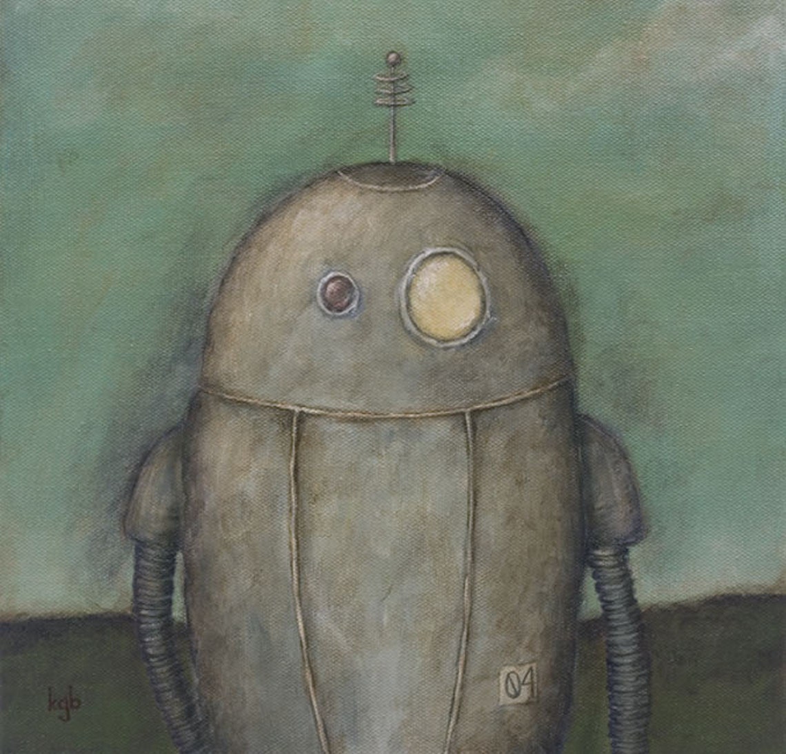 Robot No. 4 - Edwin - Robot Art Print, Acrylic Painting, Giclee Print ...