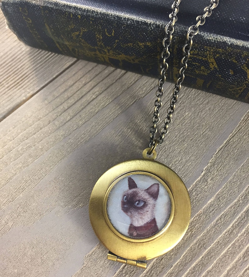 Cat Locket - Theo the Siamese Cat Painting, Cat Jewelry Necklace ...