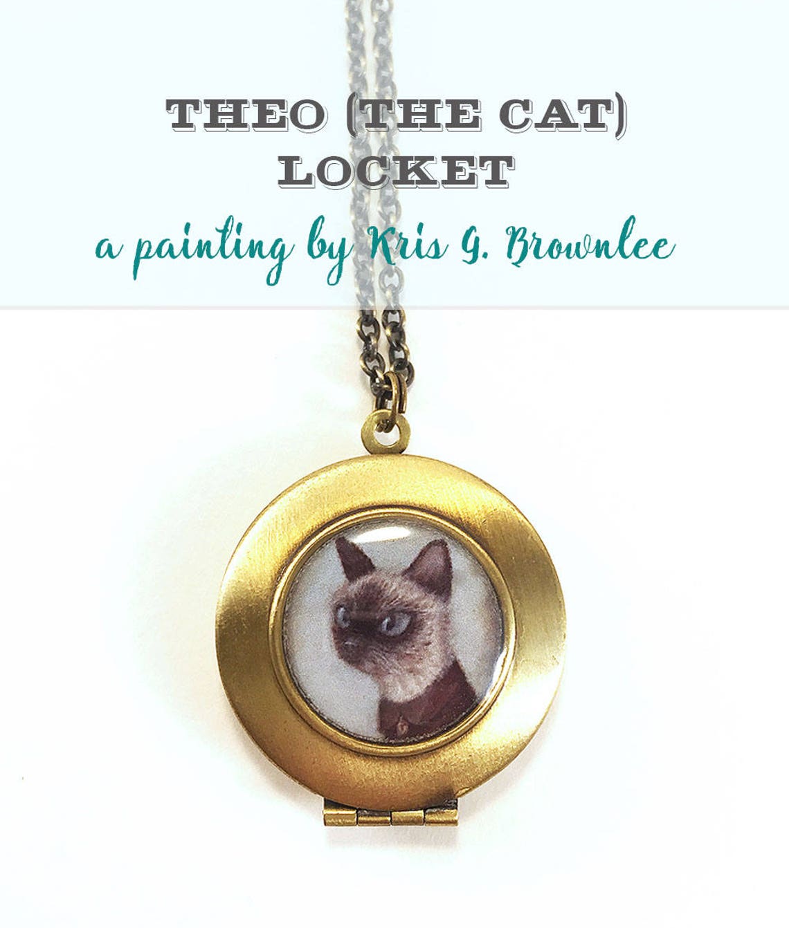 Cat Locket - Theo the Siamese Cat Painting, Cat Jewelry Necklace ...