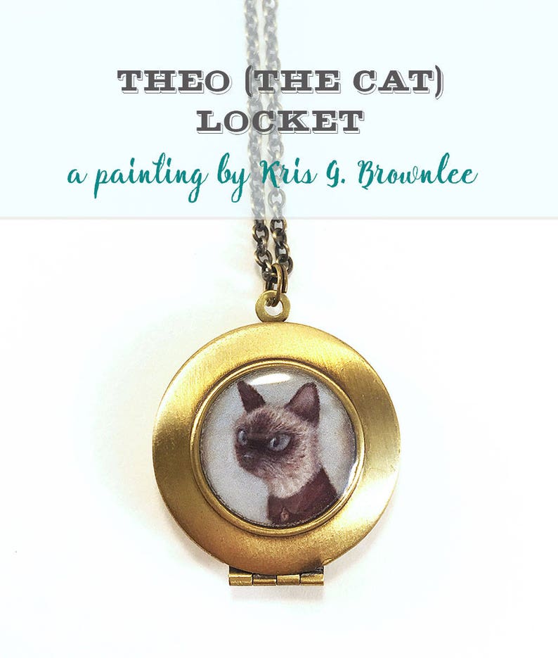 Cat Locket - Theo the Siamese Cat Painting, Cat Jewelry Necklace ...