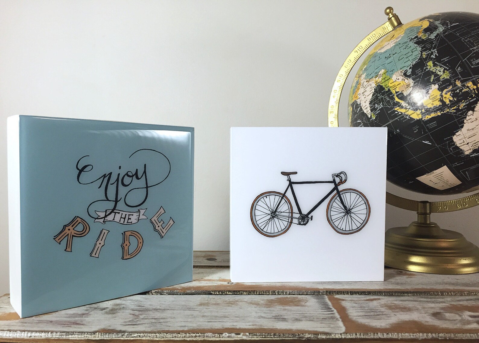 Enjoy the Ride Cycling Art Block Bicycle Art Print on - Etsy
