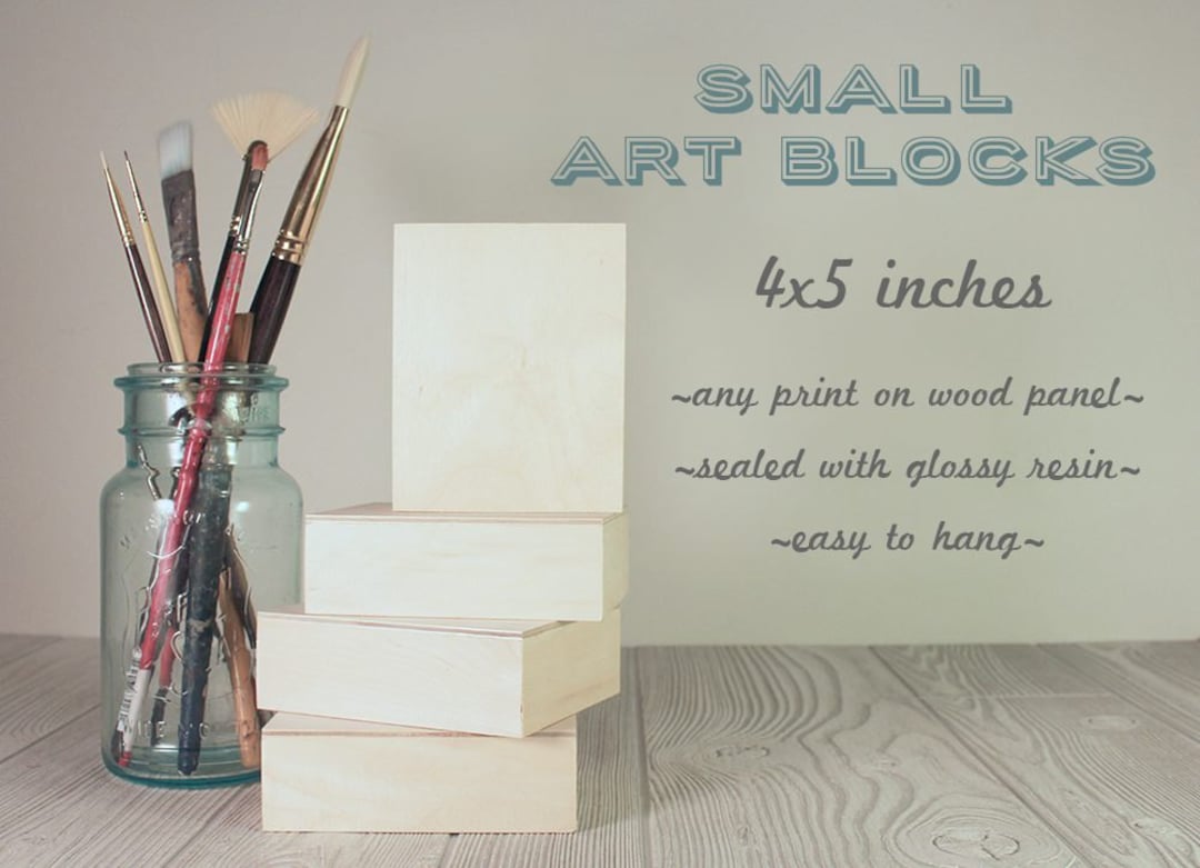 Small Art Block - Any Print on 4x5 Wood Panel - Etsy