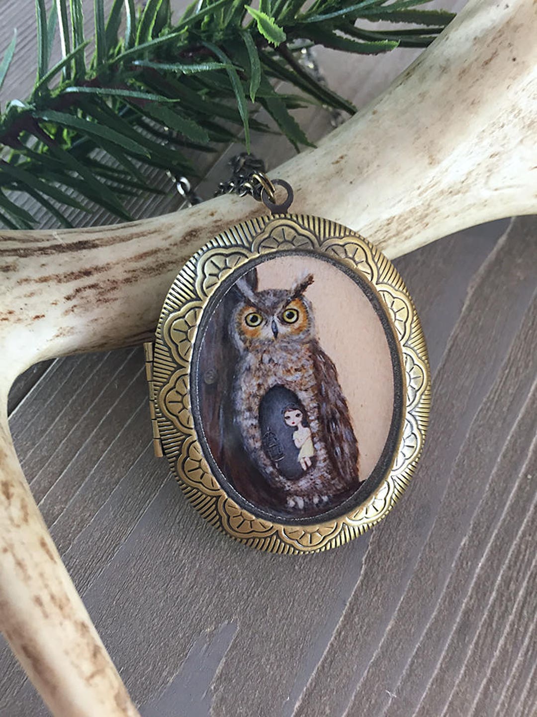 Owl Locket Bird Necklace Jewelry With Owl Art Pendant - Etsy Canada