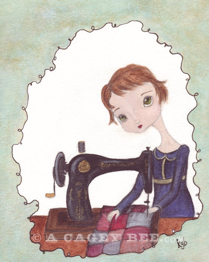The Seamstress Cute Art Print Art for the Craft Room Sewing - Etsy