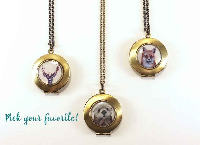 Fox Necklace Locket - Cute Fox Pendant Gift for Her - Fox Jewelry - Fox ...