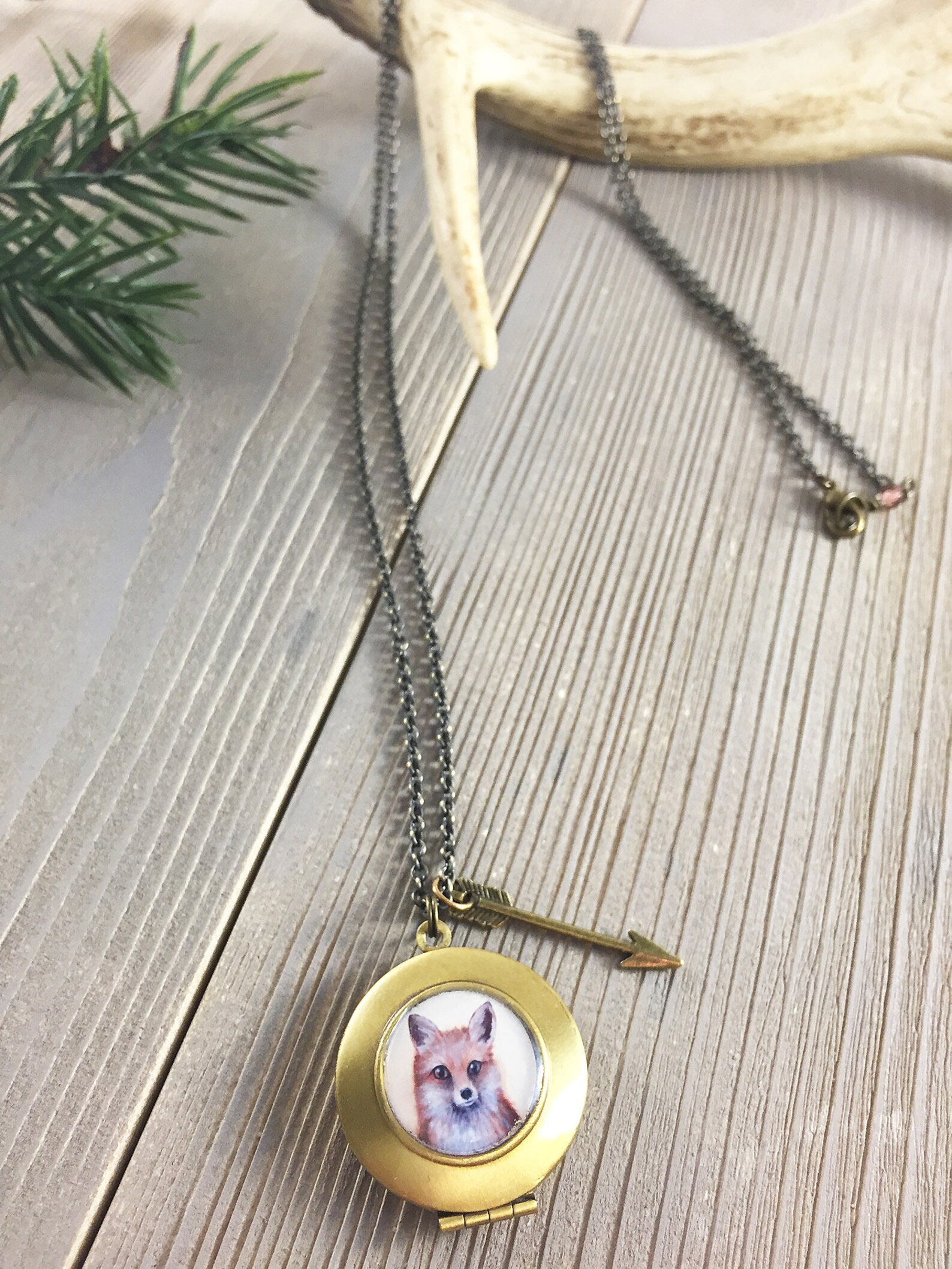 Fox Necklace Locket - Cute Fox Pendant Gift for Her - Fox Jewelry - Fox ...