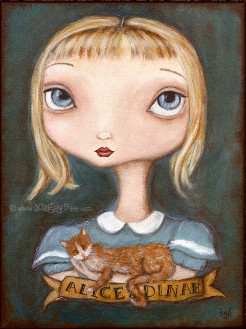 Alice in Wonderland Alice and Dinah Print - Etsy