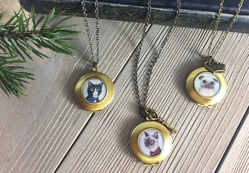 Cat Locket - Theo the Siamese Cat Painting, Cat Jewelry Necklace ...
