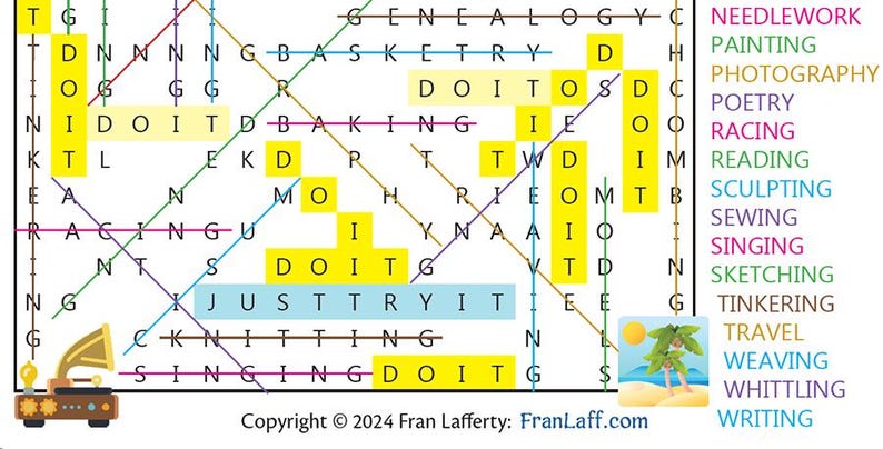 Hobbies and Crafts Printable Hidden Message Wordsearch Puzzle With ...