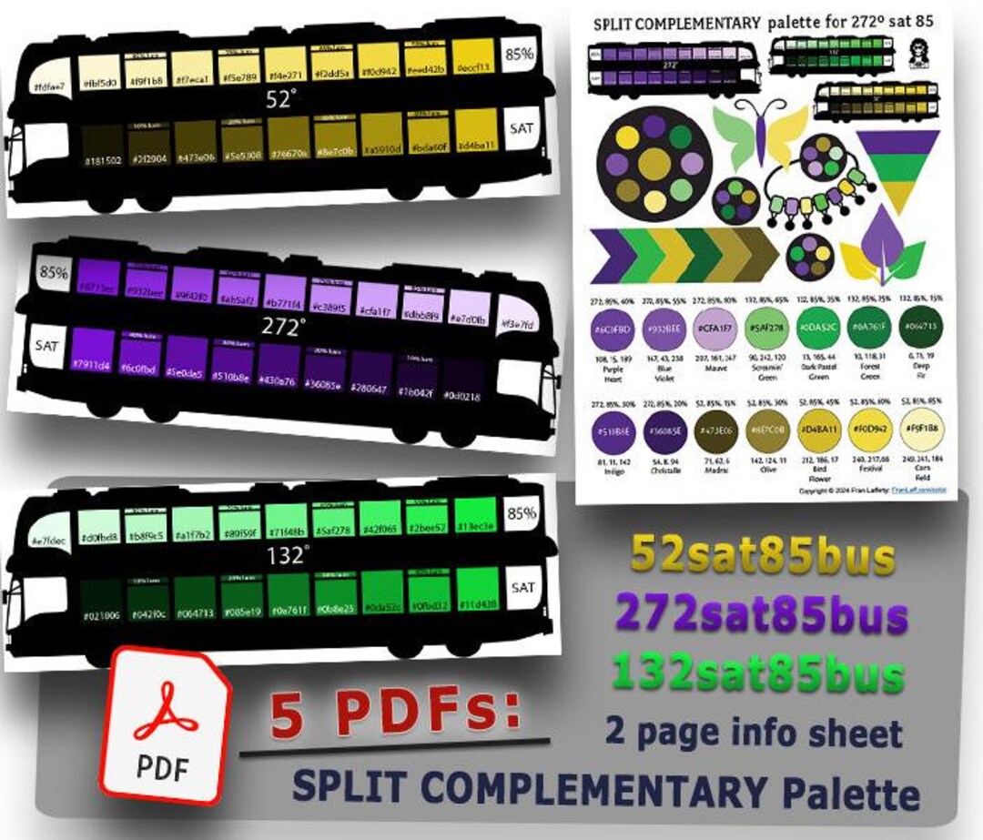 272sat85 CUSTOM TWEAKED Split Complementary Palette Using HSL Color ...